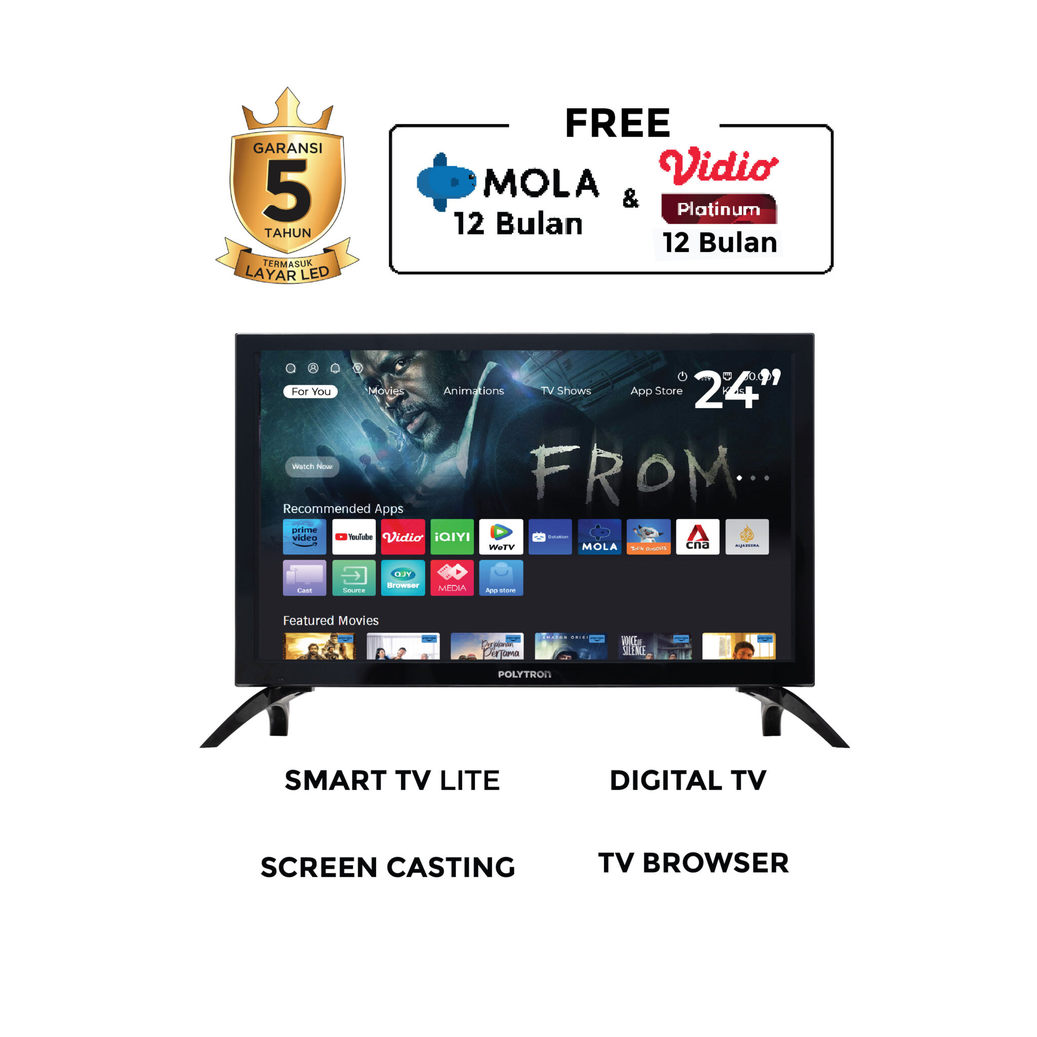 Smart TV Lite PLD 24CV1869 | Harga Smart Digital TV 24 Inci